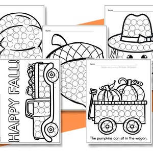 Fall Themed Dot Coloring Pages, Dot Marker Coloring Page, Do-a-dot Page ...