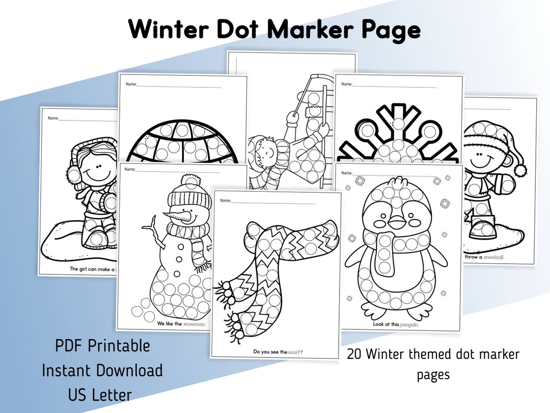 Winter Themed Dot Marker Printables, Do-a-dot Printable, Winter Dot ...