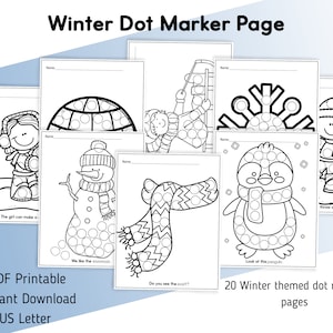 Winter Themed Dot Marker Printables, Do-a-dot Printable, Winter Dot ...