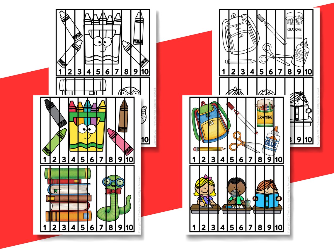 School Number Order Puzzle Printables for Toddlers, Preschool, Pre-k ...