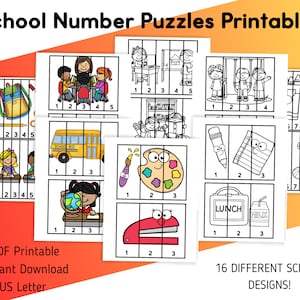School Number Order Puzzle Printables for Toddlers, Preschool, Pre-k ...
