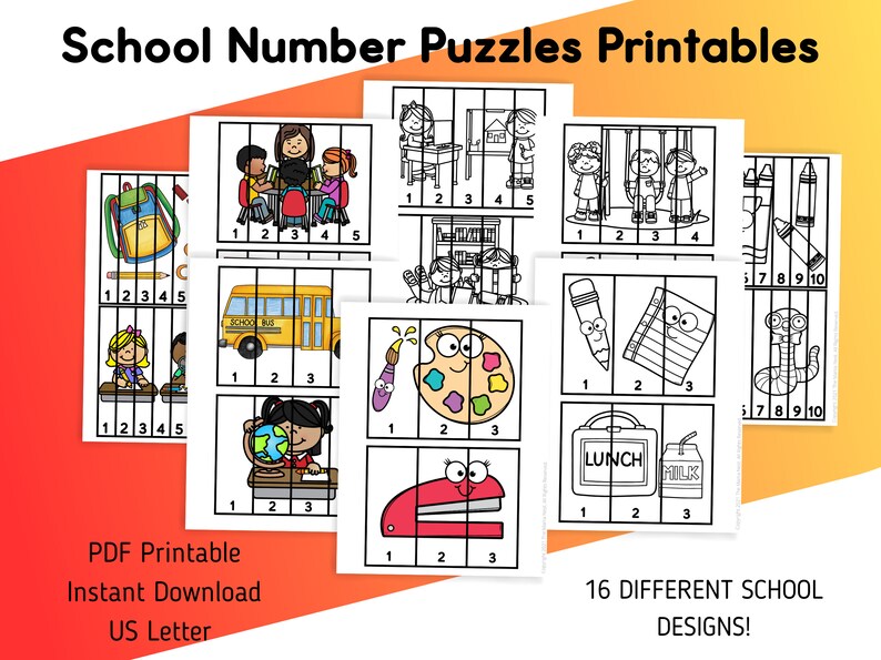 School Number Order Puzzle Printables for Toddlers, Preschool, Pre-k ...