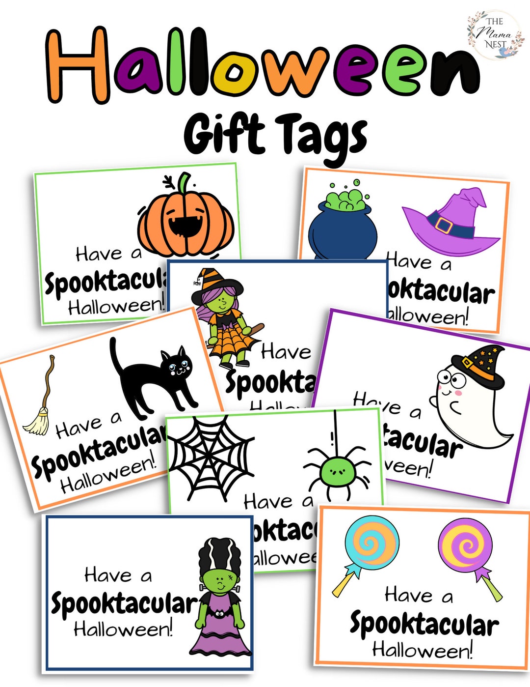 Halloween Gift Tag, Printable Halloween Tags, Treat Bag Tag, Cute ...