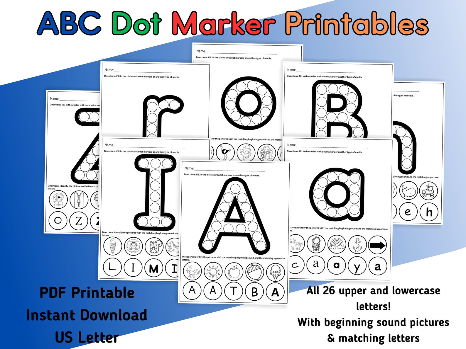 Alphabet Dot Marker Printables, ABC Do A Dot, Upper and Lower Case ...