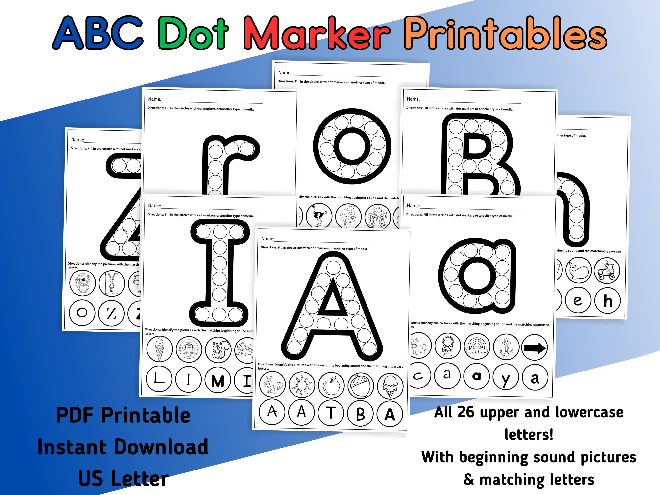 Alphabet Dot Marker Printables, ABC Do A Dot, Upper and Lower Case ...