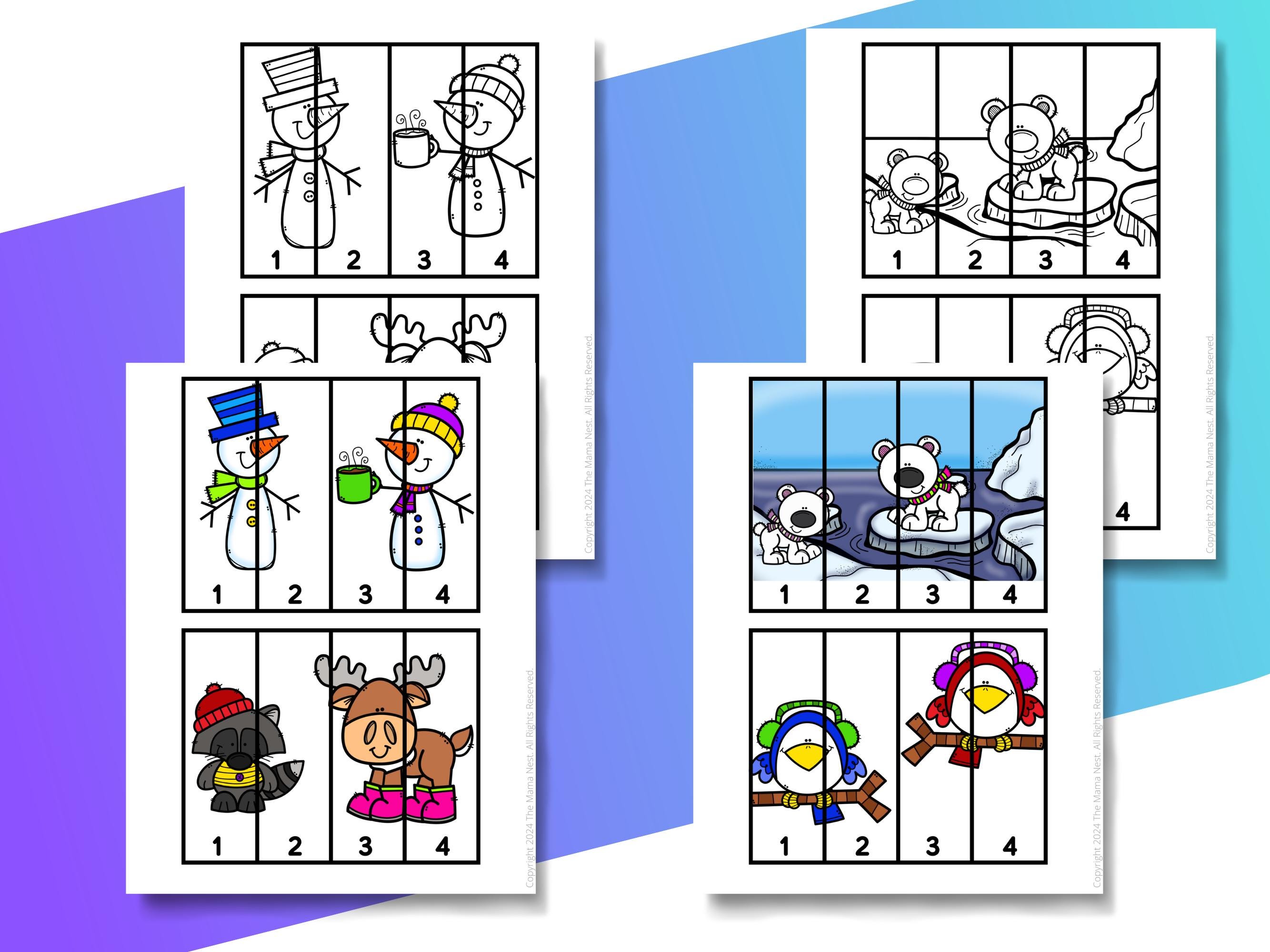 Winter Number Order Puzzle Printables for Toddlers, Preschool, Pre-k ...