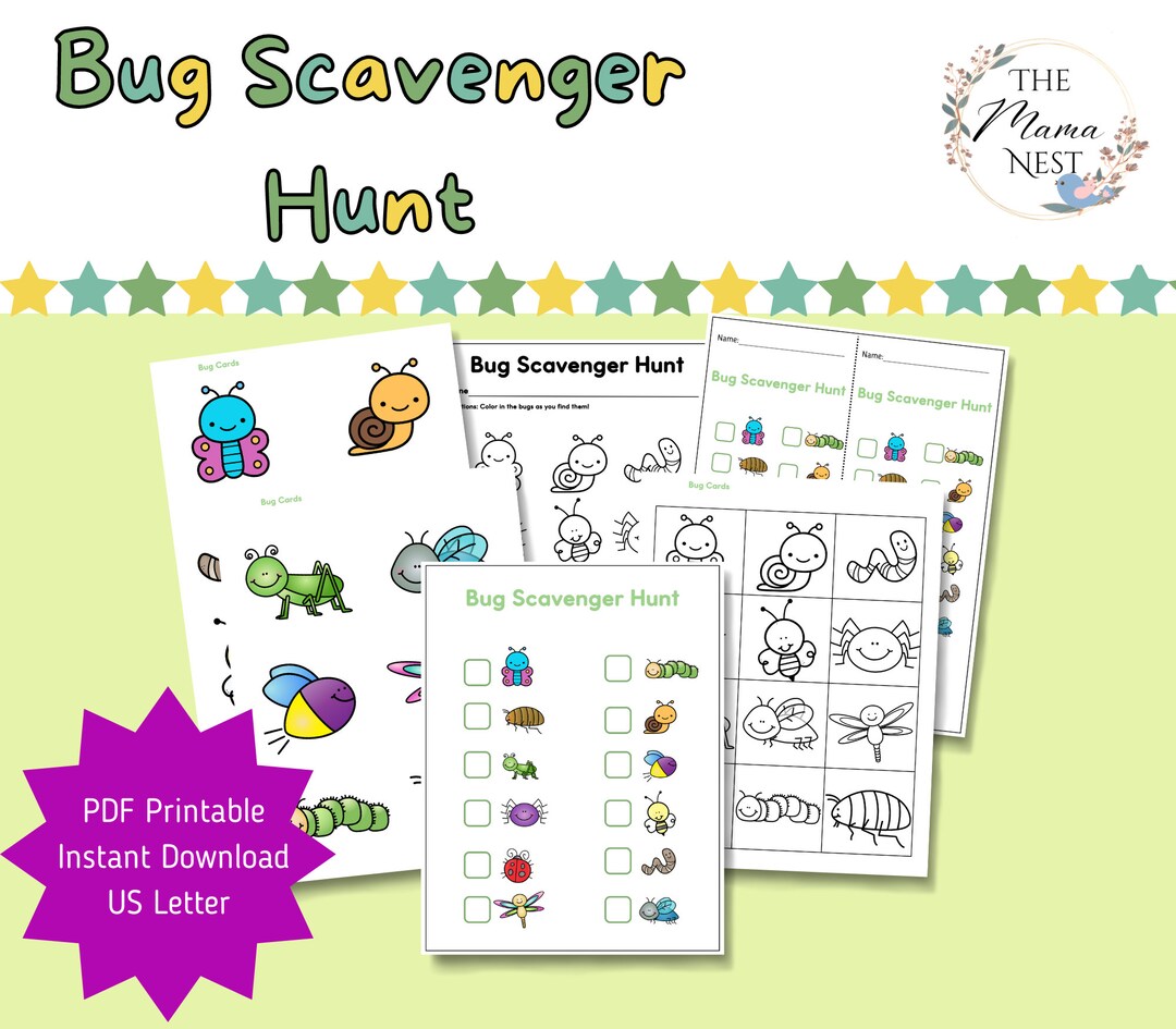 Bug Insect Scavenger Hunt, Toddler and Preschool, Prek and Kindergarten ...