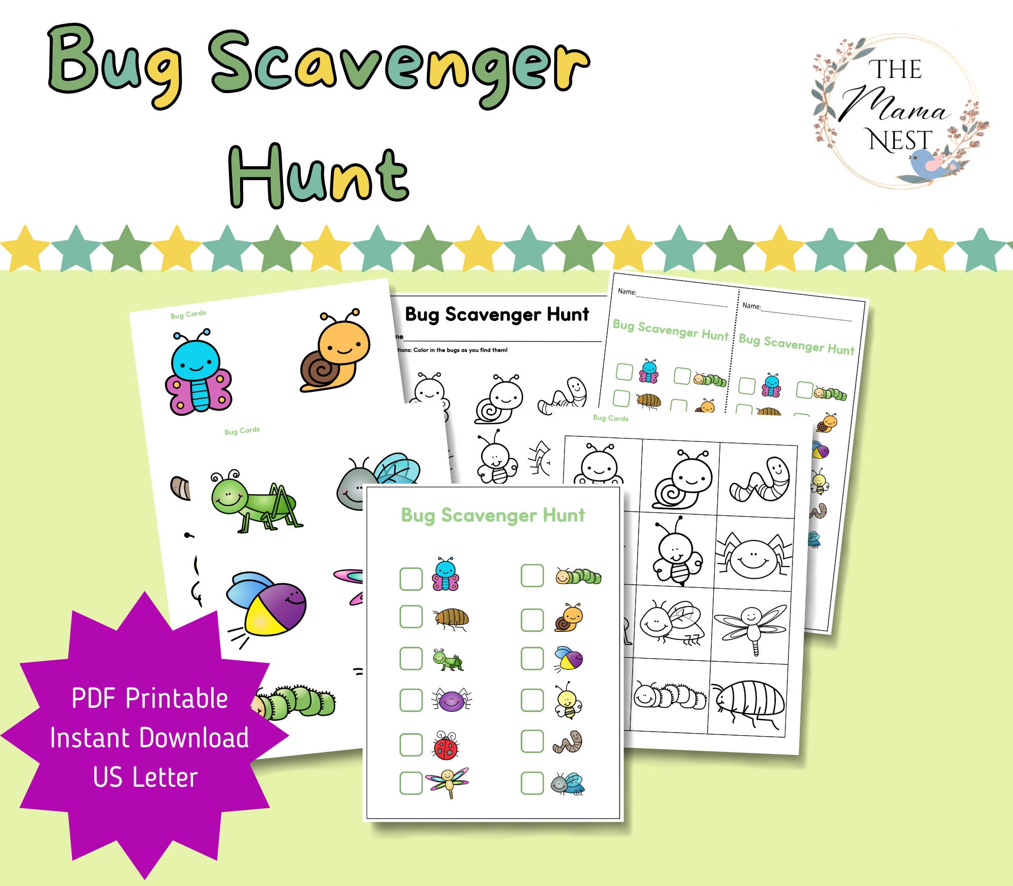Bug Insect Scavenger Hunt, Toddler and Preschool, Prek and Kindergarten ...