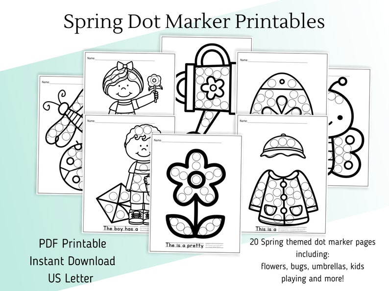 Spring Themed Dot Marker Printables, Do-a-dot Printable, Spring Bing ...