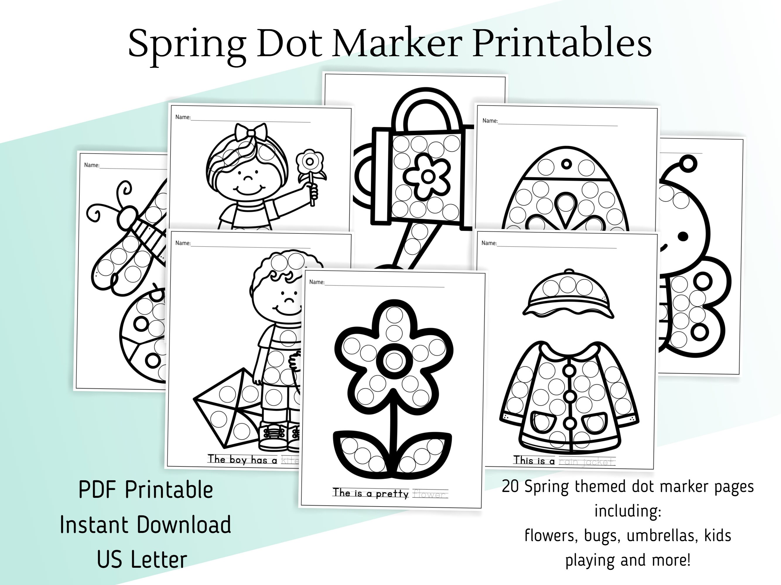 Spring Themed Dot Marker Printables, Do-a-dot Printable, Spring Bing ...