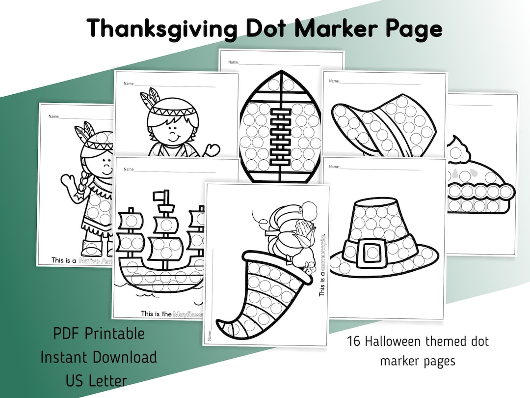 Thanksgiving Themed Dot Marker Printables, Do-a-dot Printable ...