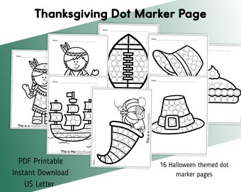 Thanksgiving Center Dot Marker Pages for Preschool and - Etsy