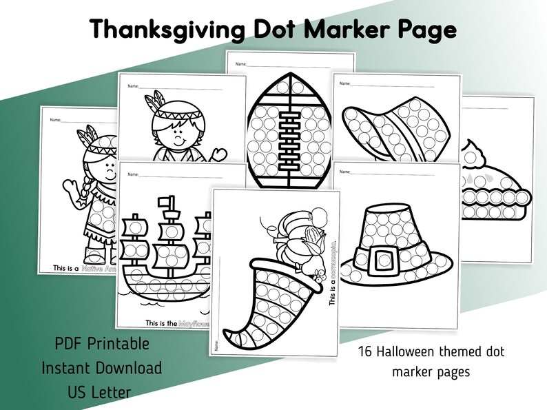 Thanksgiving Themed Dot Marker Printables, Do-a-dot Printable ...