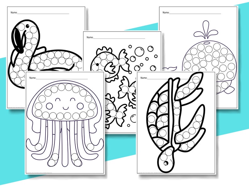 Beach Themed Dot Coloring Pages, Dot Marker Coloring Page, Do a Dot ...