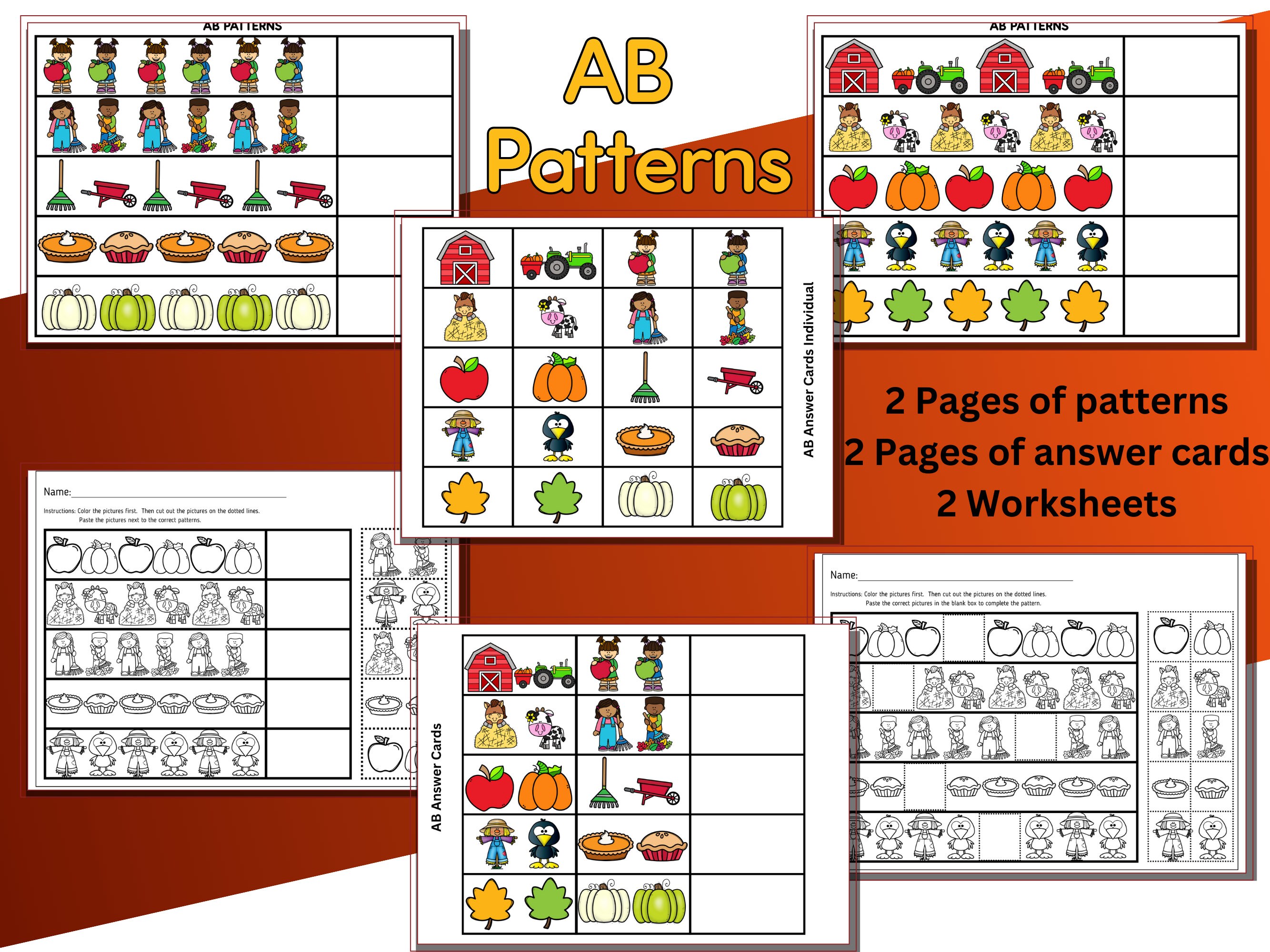 Fall Pattern Printables, Fall Patterns Centers, Autumn Pattern ...