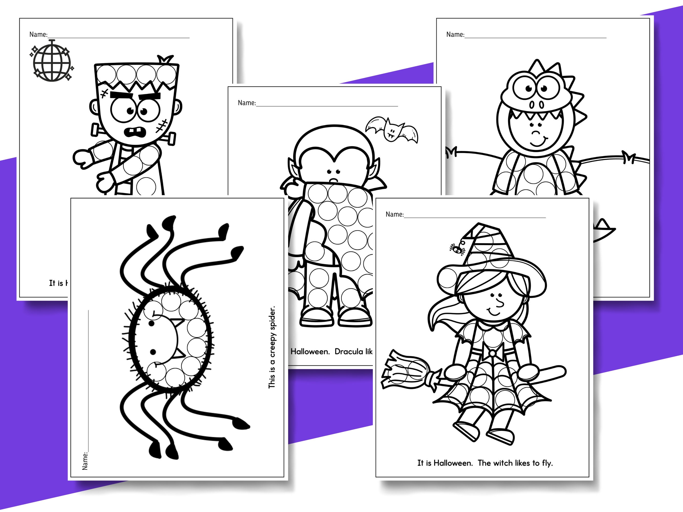 Halloween Themed Dot Marker Printables, Do-a-dot Printable, Halloween ...