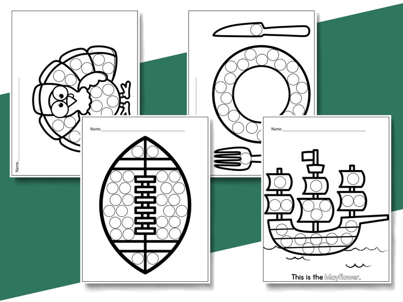 Thanksgiving Themed Dot Marker Printables, Do-a-dot Printable ...