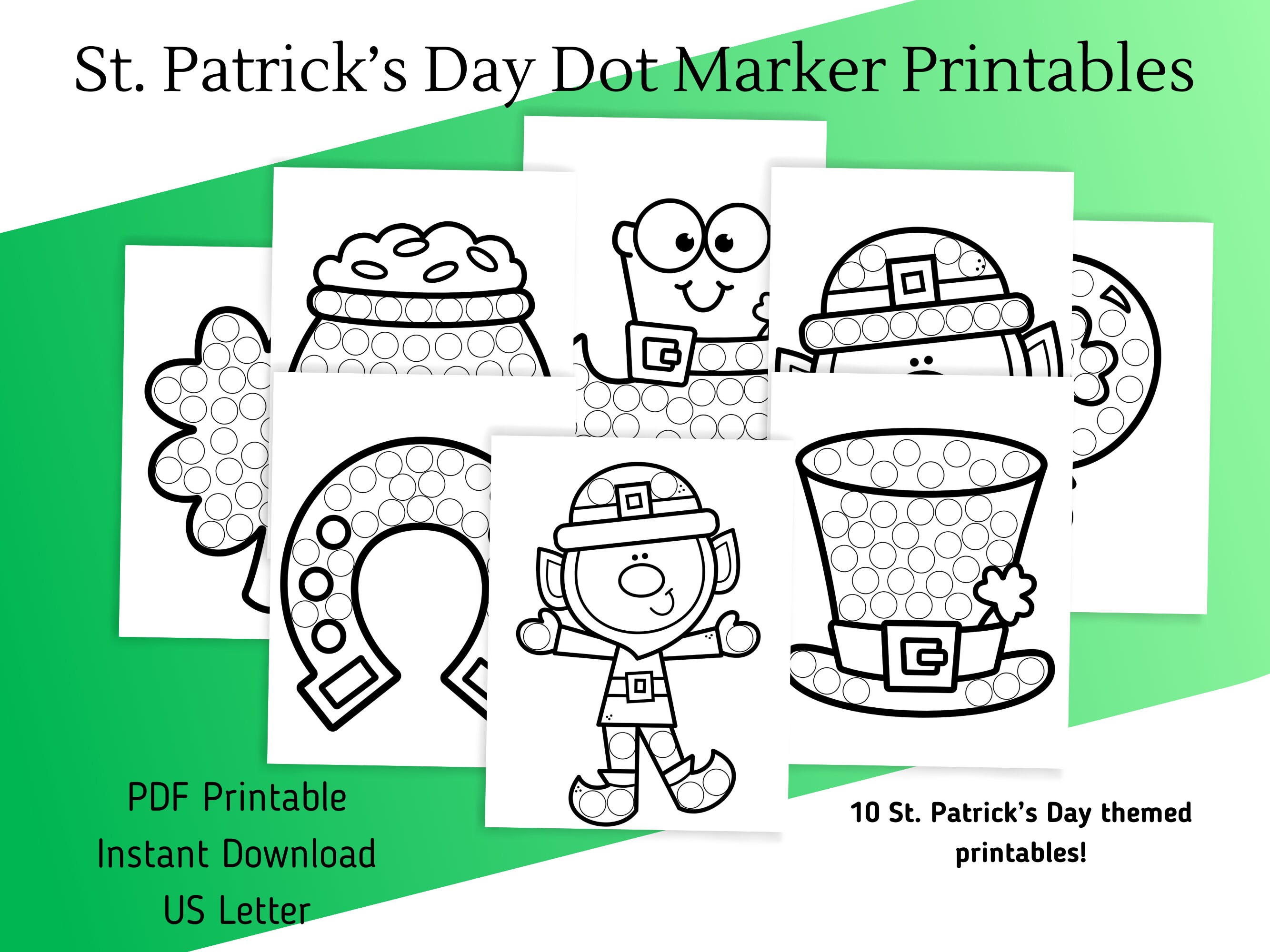 St. Patrick's Day Dot Marker Printables, Do-a-dot Printable, Bingo Dot ...