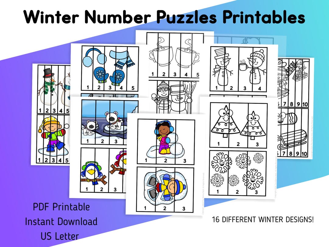 Winter Number Order Puzzle Printables for Toddlers, Preschool, Pre-k ...