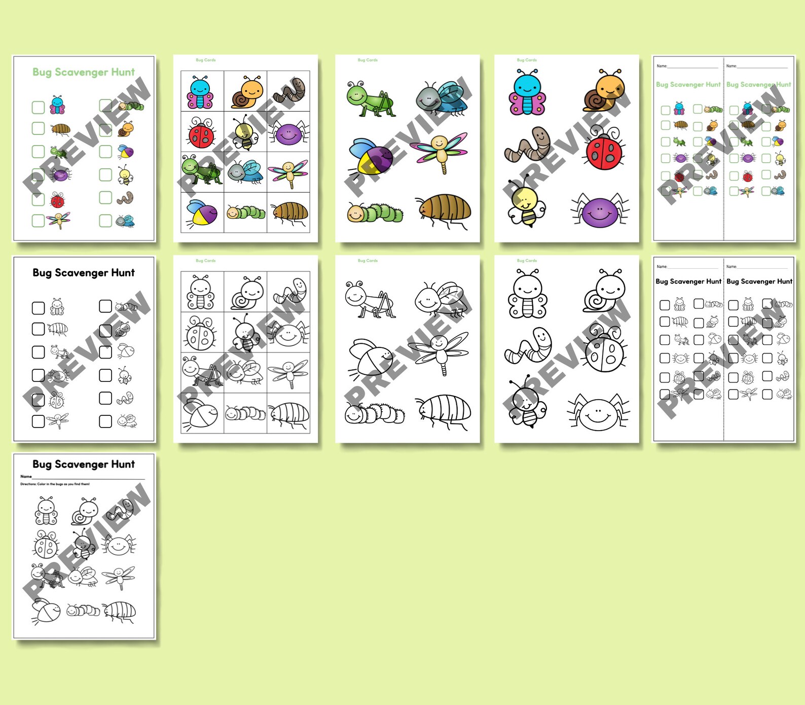 Bug Insect Scavenger Hunt, Toddler and Preschool, Prek and Kindergarten ...