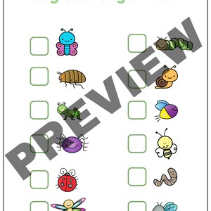 Bug Insect Scavenger Hunt, Toddler and Preschool, Prek and Kindergarten ...