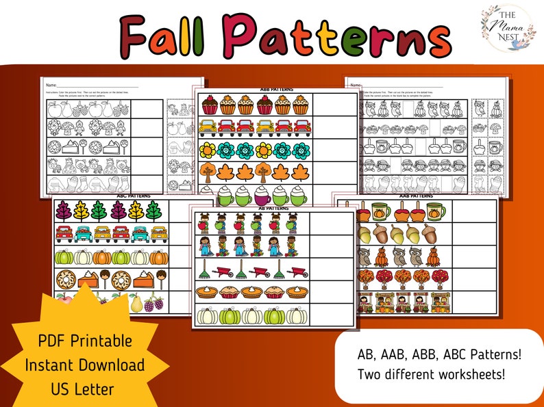 Fall Pattern Printables, Fall Patterns Centers, Autumn Pattern ...
