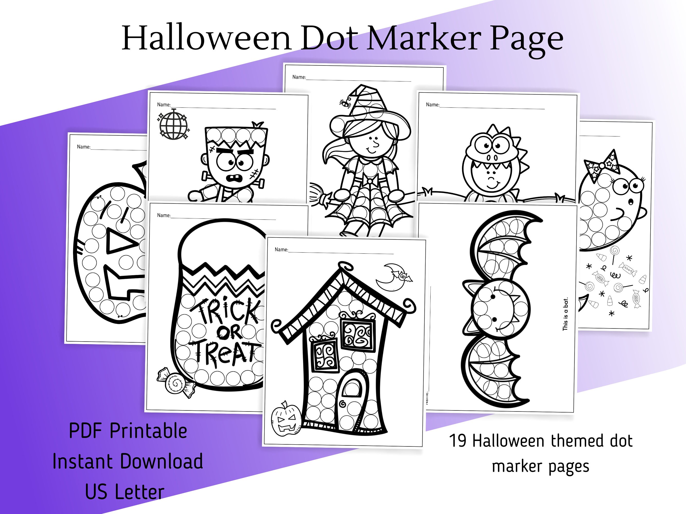 Halloween Themed Dot Marker Printables, Do-a-dot Printable, Halloween ...