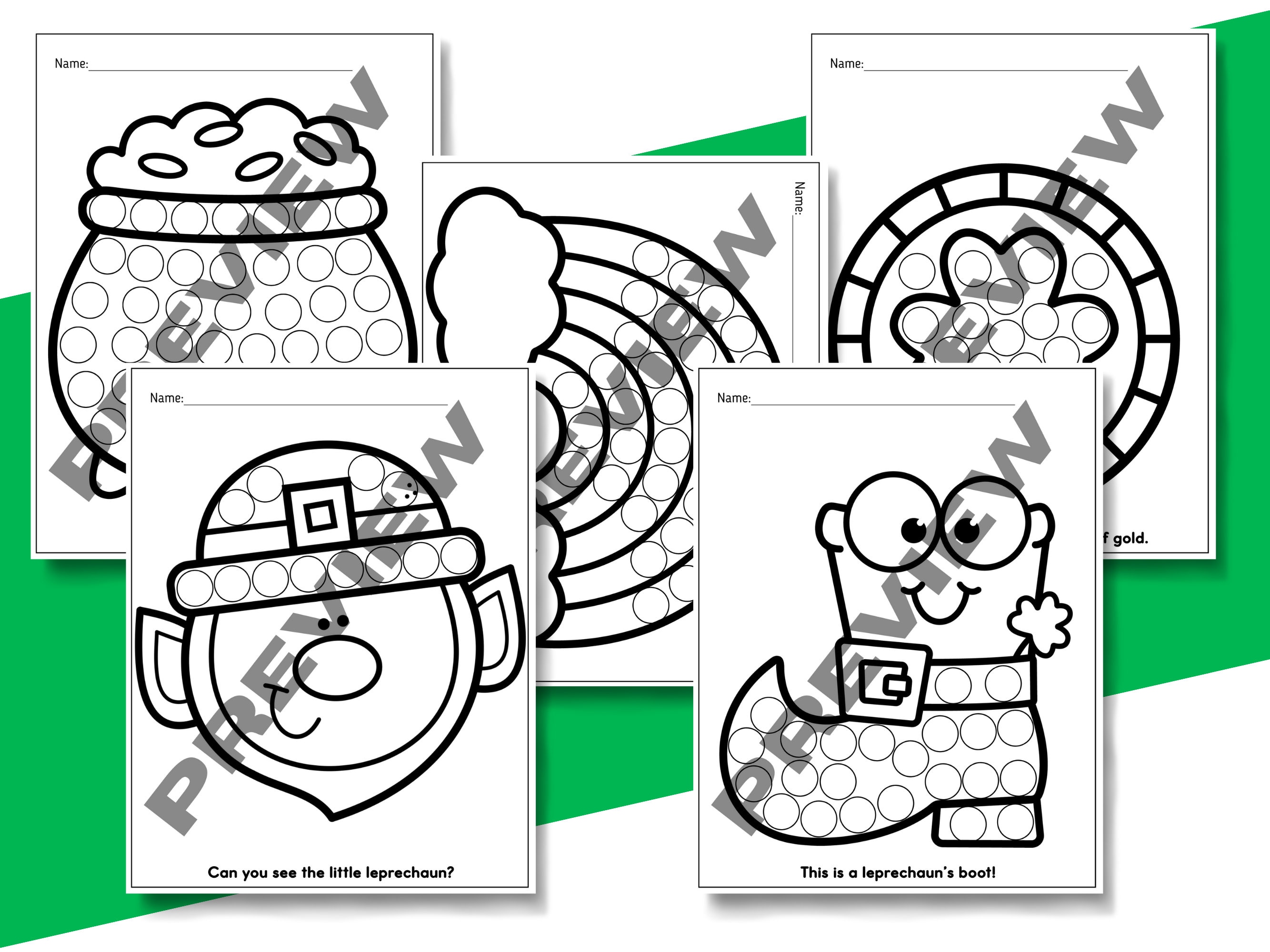 St. Patrick's Day Dot Marker Printables, Do-a-dot Printable, Bingo Dot ...