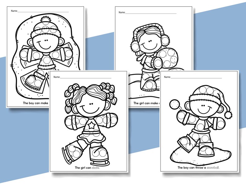 Winter Themed Dot Marker Printables, Do-a-dot Printable, Winter Dot ...