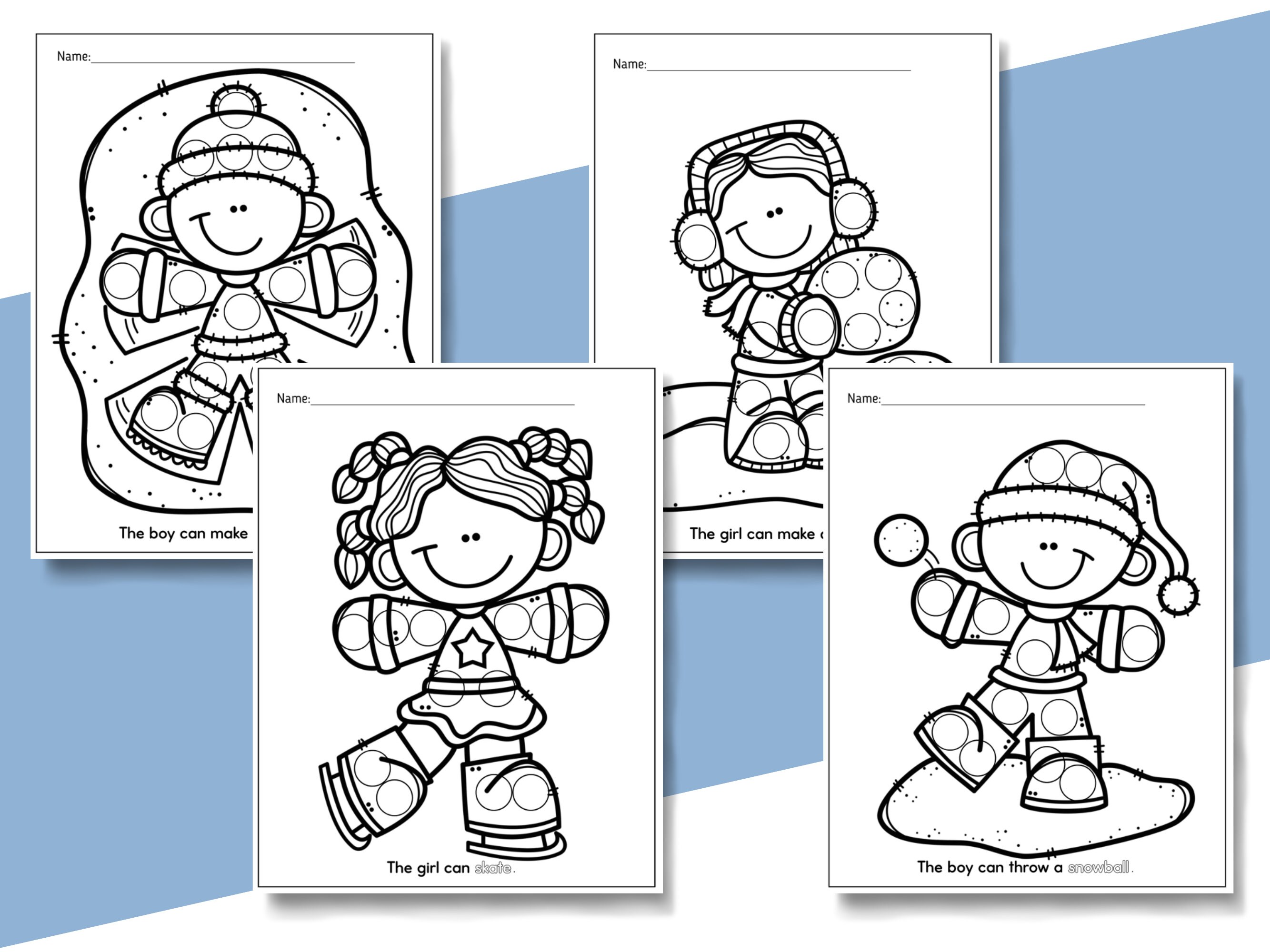 Winter Themed Dot Marker Printables, Do-a-dot Printable, Winter Dot ...