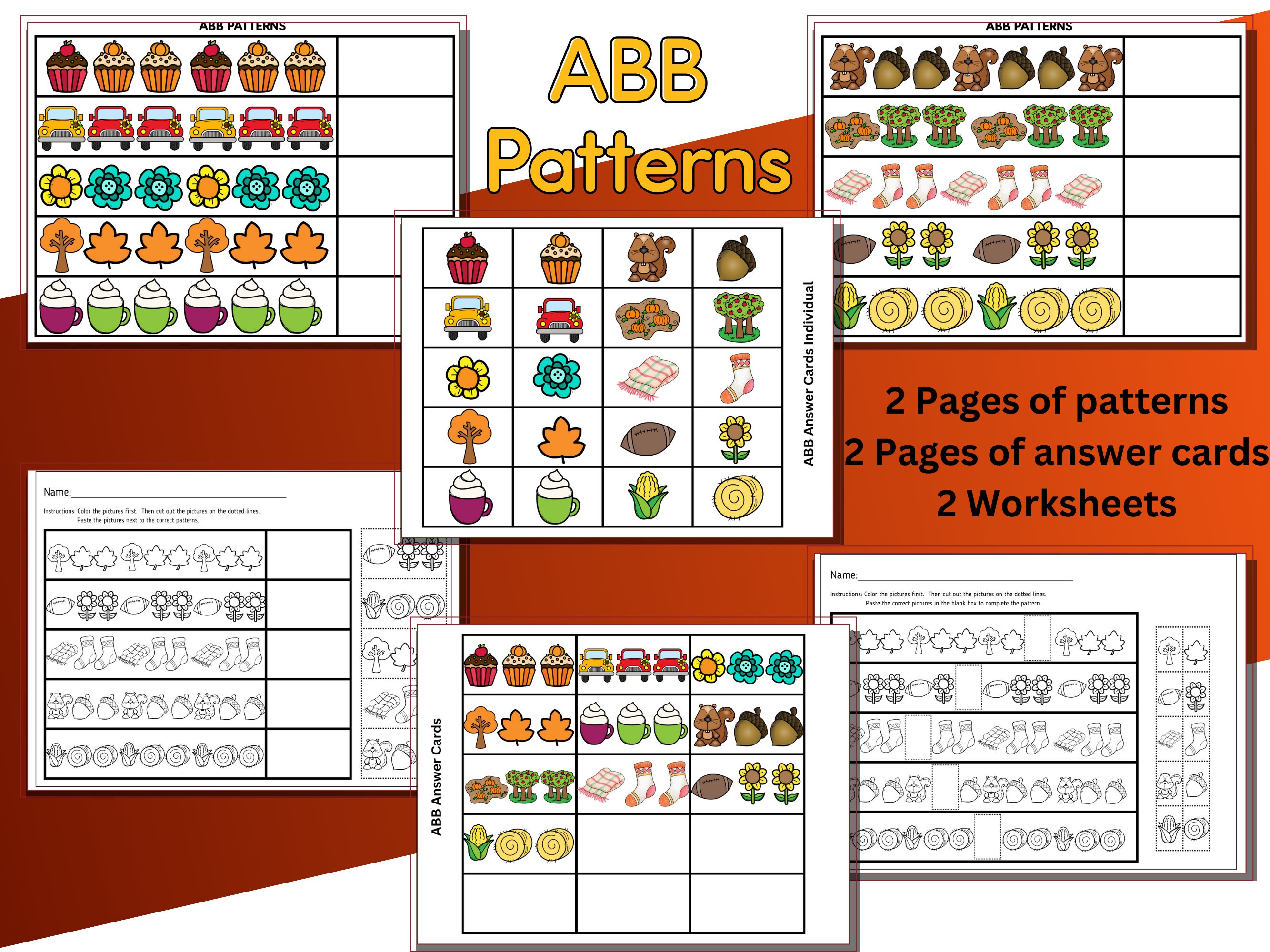 Fall Pattern Printables Fall Patterns Centers Autumn Pattern - Etsy