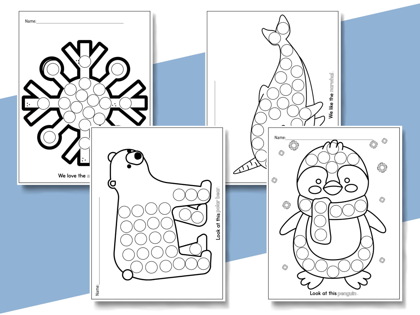 Winter Themed Dot Marker Printables, Do-a-dot Printable, Winter Dot ...