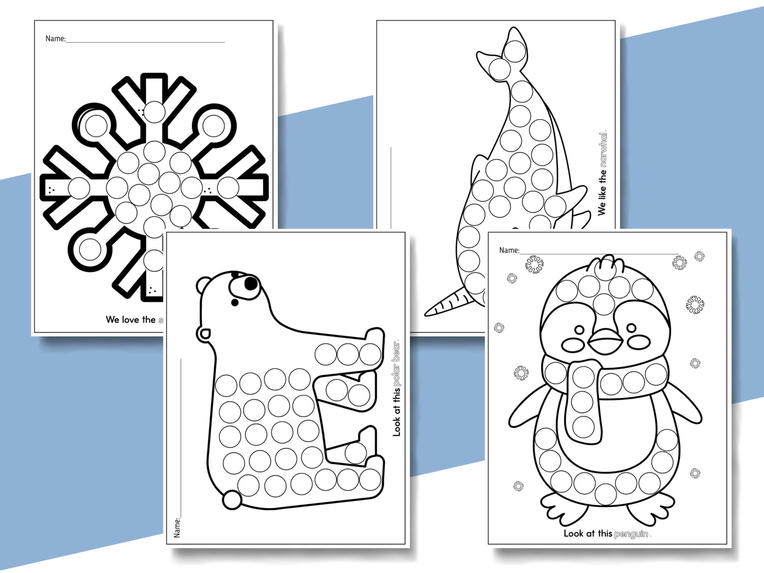Winter Themed Dot Marker Printables, Do-a-dot Printable, Winter Dot ...