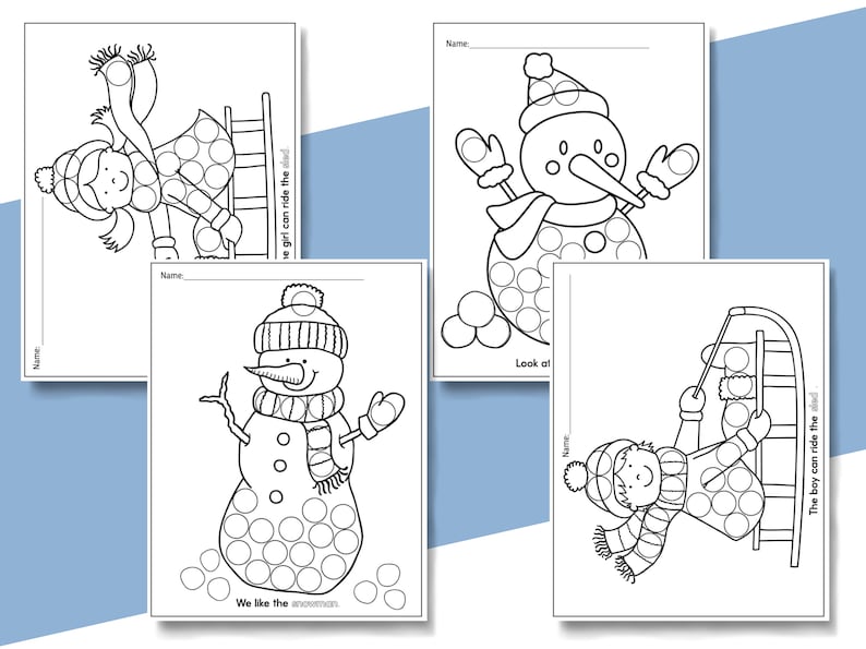 Winter Themed Dot Marker Printables, Do-a-dot Printable, Winter Dot ...
