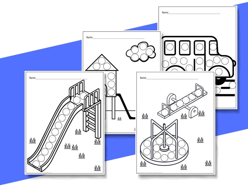 Back to School Themed Dot Coloring Pages, Dot Marker Coloring Page, Do ...