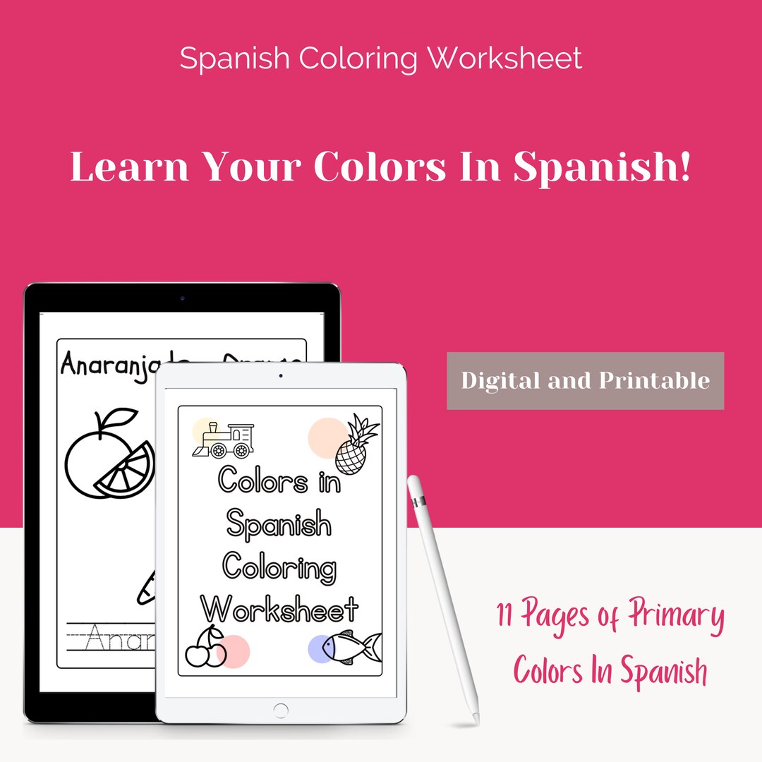 Color Words in Spanish - Coloring Book, PDF, Tracing - Etsy