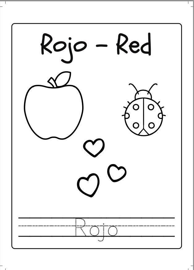 Color Words in Spanish - Coloring Book, PDF, Tracing - Etsy