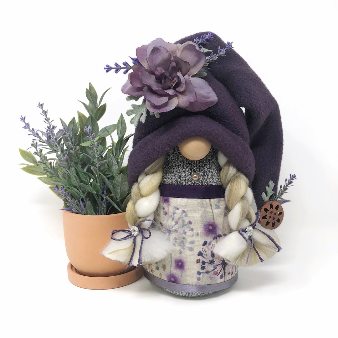 Purple Female Gnome Garden Gnomes, Rustic Modern Gnome, Gnome Decor - Etsy