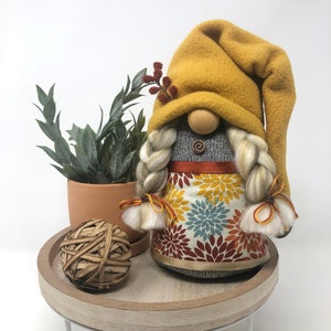 Female Gnome Garden Gnomes, Fall Gnome Decor, Forest Gnome, Tiered Tray ...
