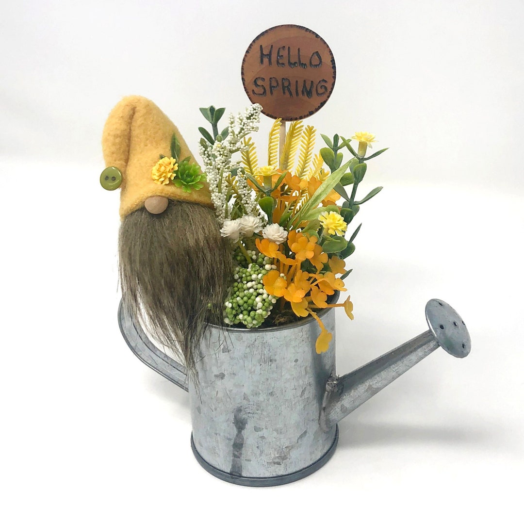 Spring Gnome in Mini-watering Can Gnome Decor Flower Gnome - Etsy