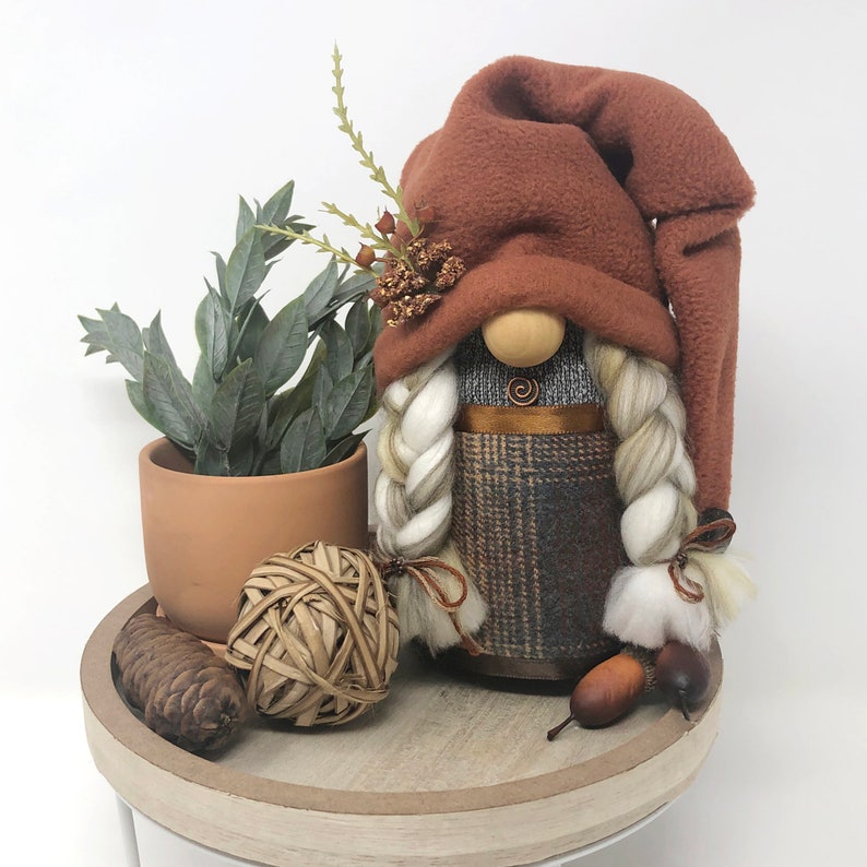 Earthy Plaid Female Gnome Fall Gnome Garden Gnomes Forest - Etsy
