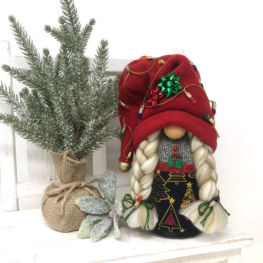 Holiday Decor Female Gnome | Christmas Gnome Decor, Unique Handmade ...
