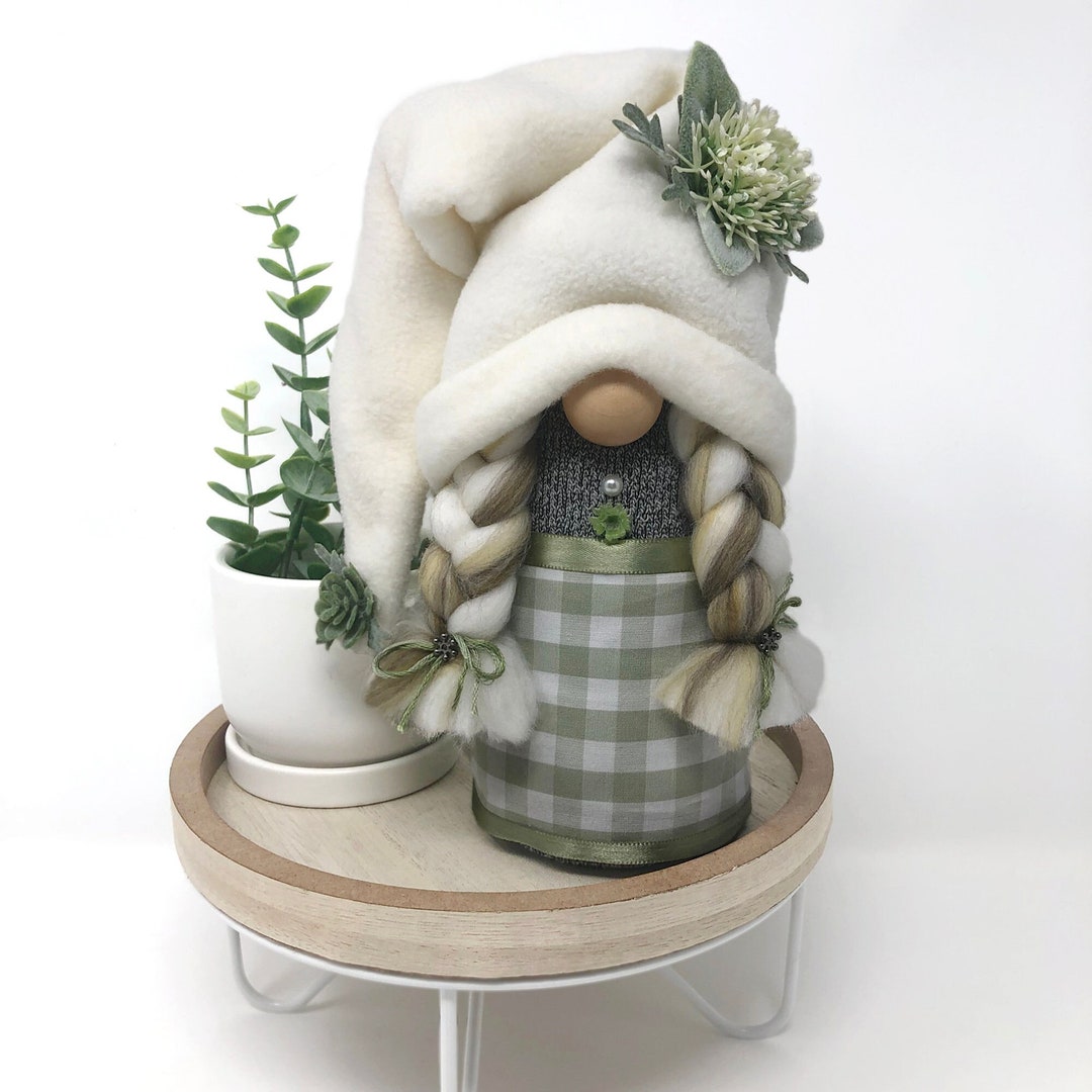 Summer Sage Plaid Female Gnome | Garden Gnomes, Boho Gnome, Rustic ...