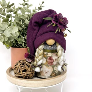 Purple Female Gnome | Garden Gnomes, Rustic Modern Gnome, Gnome Decor ...