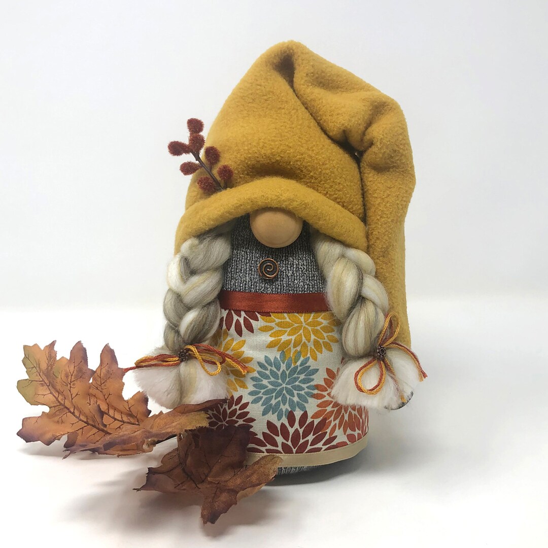 Female Gnome Garden Gnomes, Fall Gnome Decor, Forest Gnome, Tiered Tray ...