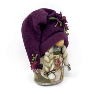 Purple Female Gnome | Garden Gnomes, Rustic Modern Gnome, Gnome Decor ...