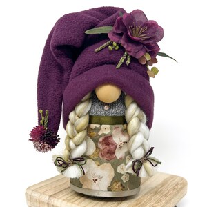 Purple Female Gnome | Garden Gnomes, Rustic Modern Gnome, Gnome Decor ...
