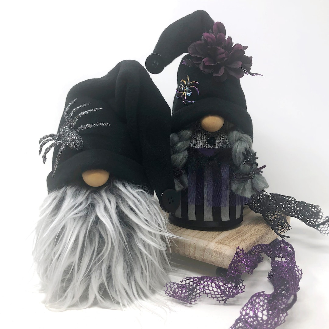 Halloween Gnome Couple Fall Home Decor, Witch Gnome, Goth Gnomes - Etsy