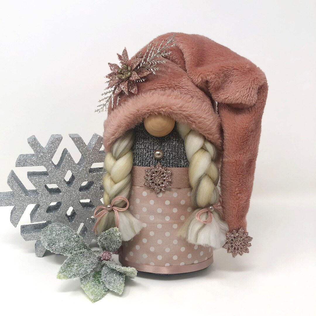 Rosey Winter Female Gnome | Holiday Gnome Decor, Handmade Gift ...