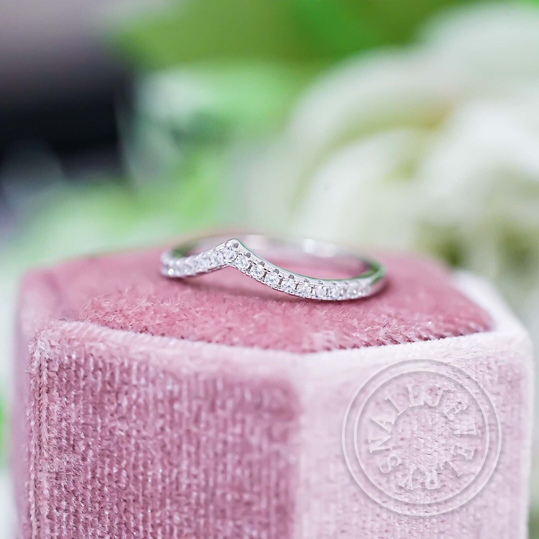 Minimalist Sterling Silver CZ Diamond Band, Index Finger Stacking Ring, Simple Ring, Everyday ...